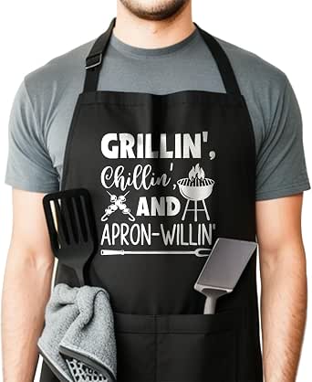 Amazon.com: Besthap Funny BBQ Apron, Grillin', chillin', and apron ...