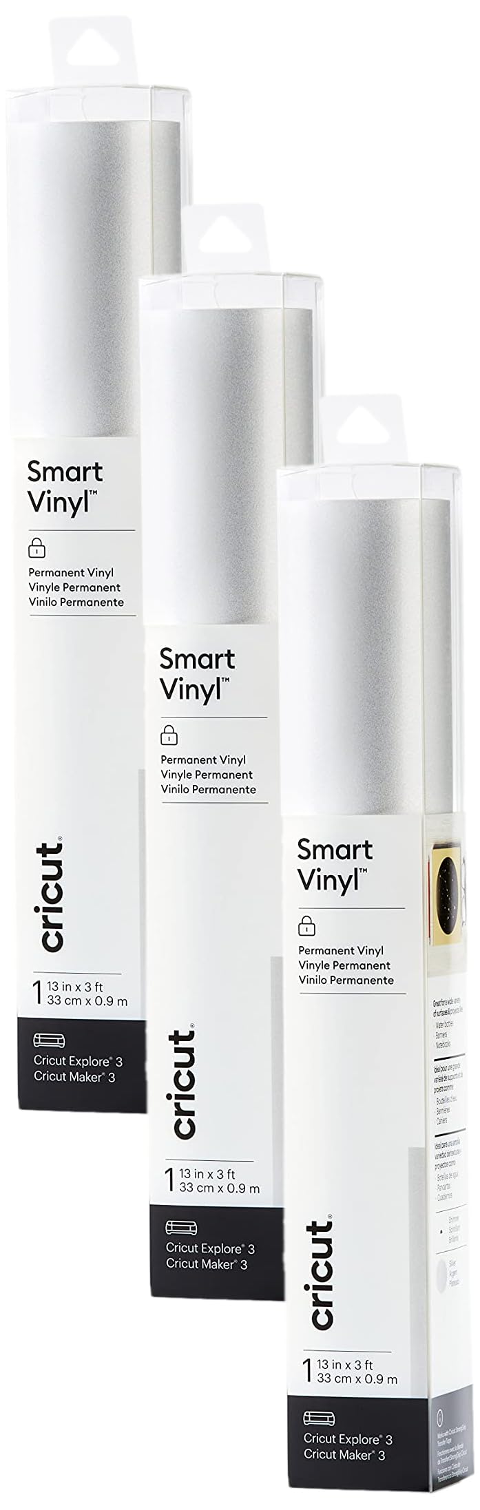Amazon.com: Cricut Smart Permanent Vinyl - Shimmer Silver, 3-Pack of ...