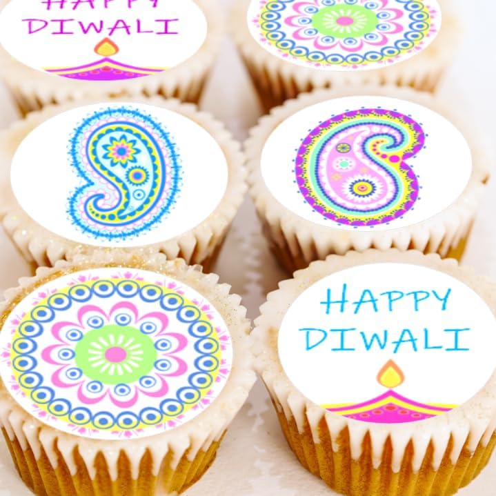 Diwali Cupcake Toppers - PRE CUT - Festival of Light Cake Decorations ...