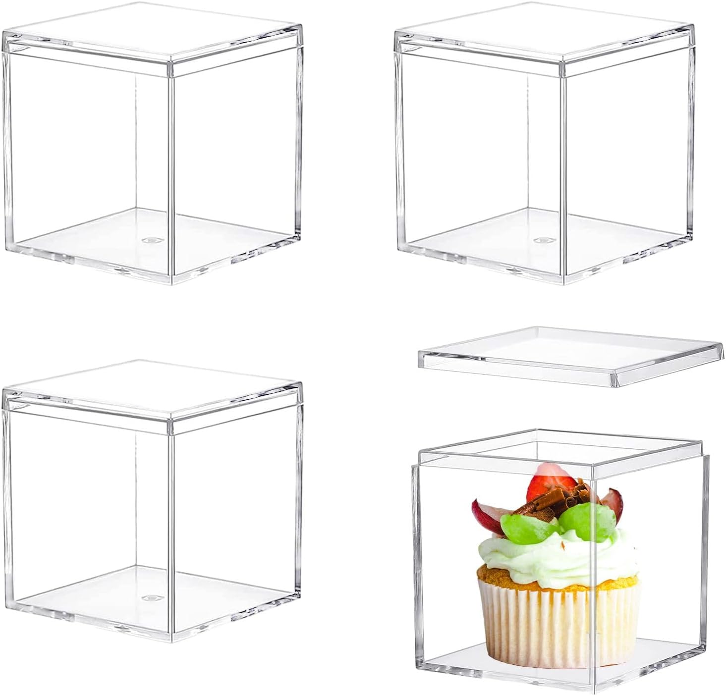 Amazon.com - SHERY Clear Acrylic Box Small Plastic Storage Box with Lid Mini Display Cube Square ...