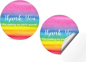 Amazon.com: Rainbow Theme Thank You Sticker Labels, Perfect for Baby ...