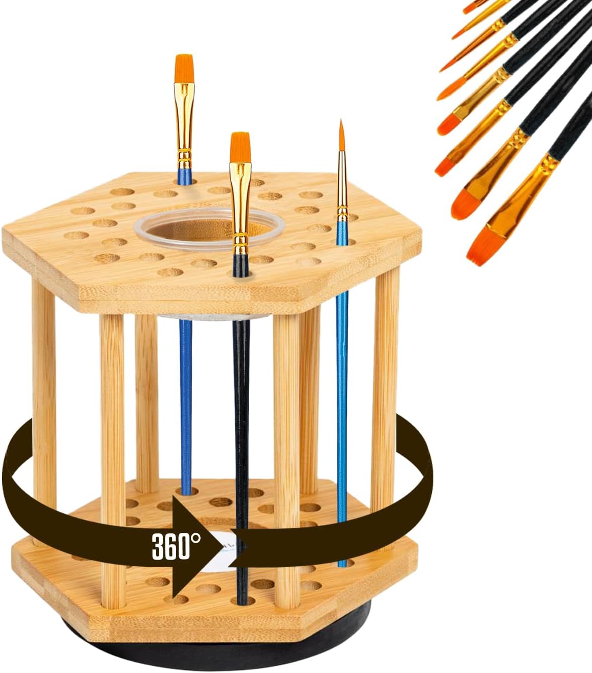 Amazon.com: Paint Brush Holder for Artist , Handcrafted Rotating Paint ...
