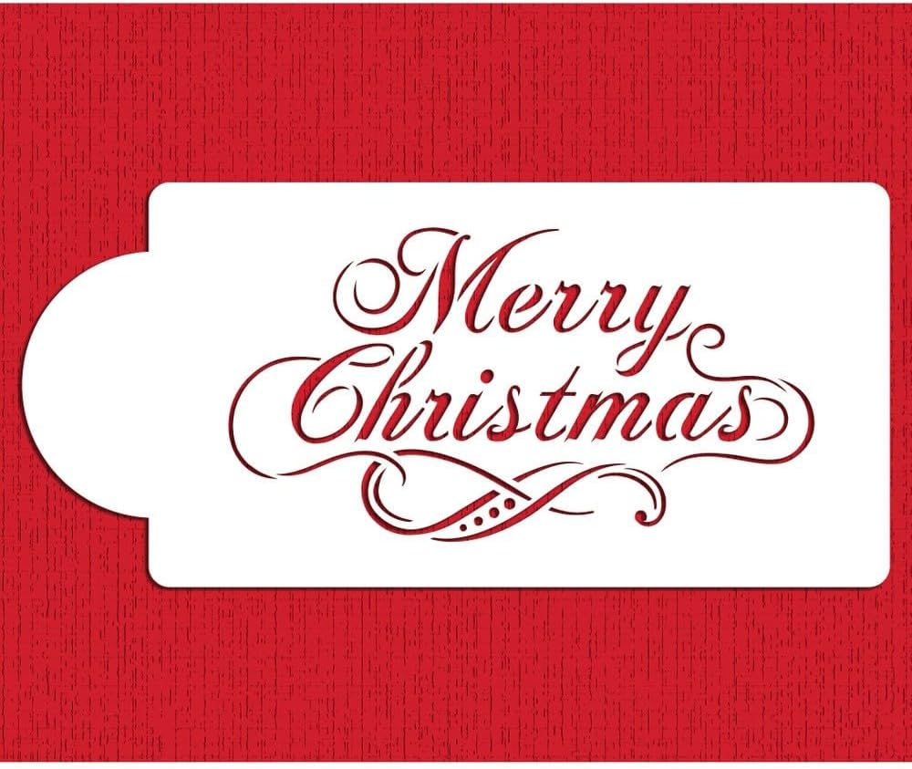 designer stencils Decorative Merry Christmas Cake Stencil : Amazon.co ...