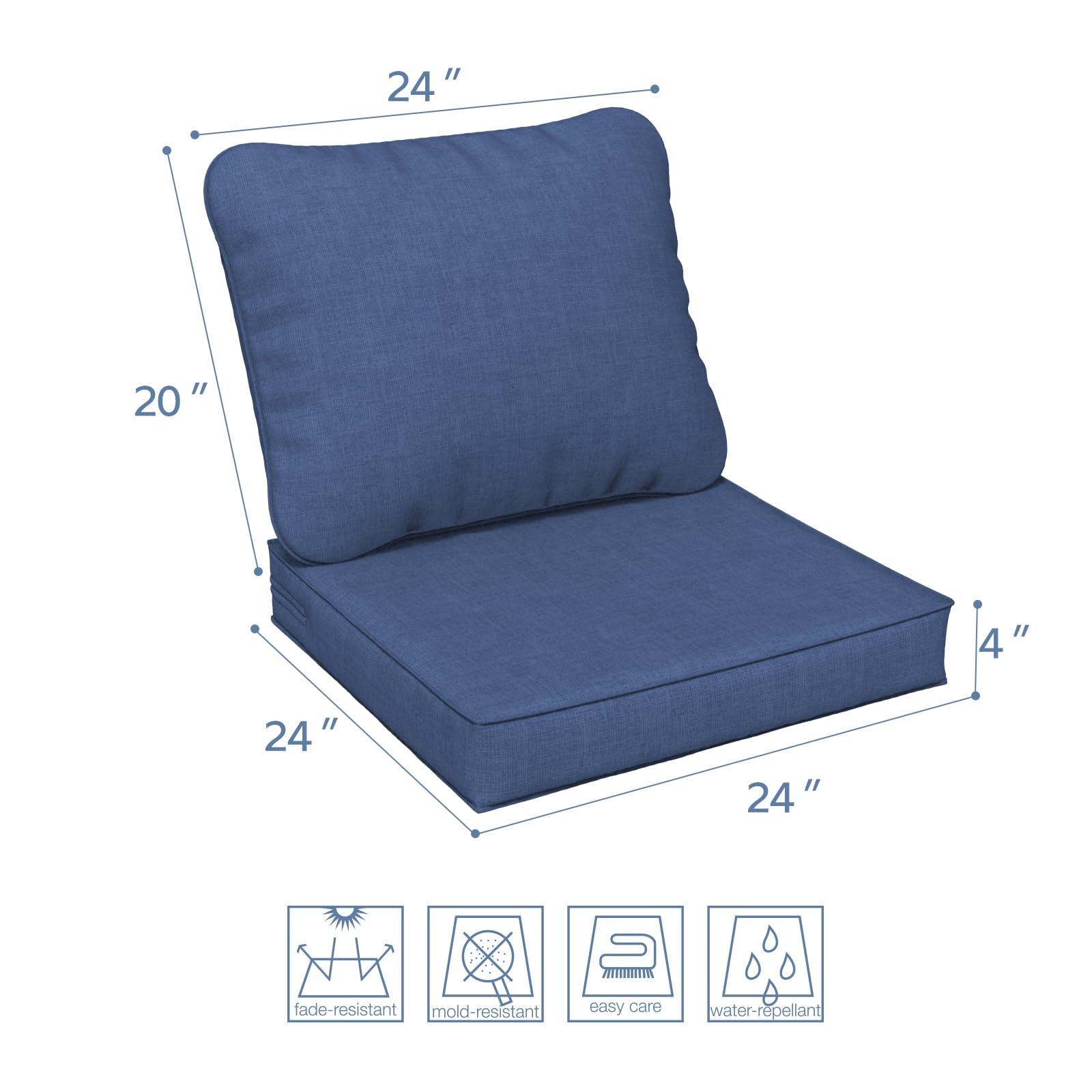 LVTXIII Outdoor Deep Seat Cushion Patio Seat and Back Cushion Set ...