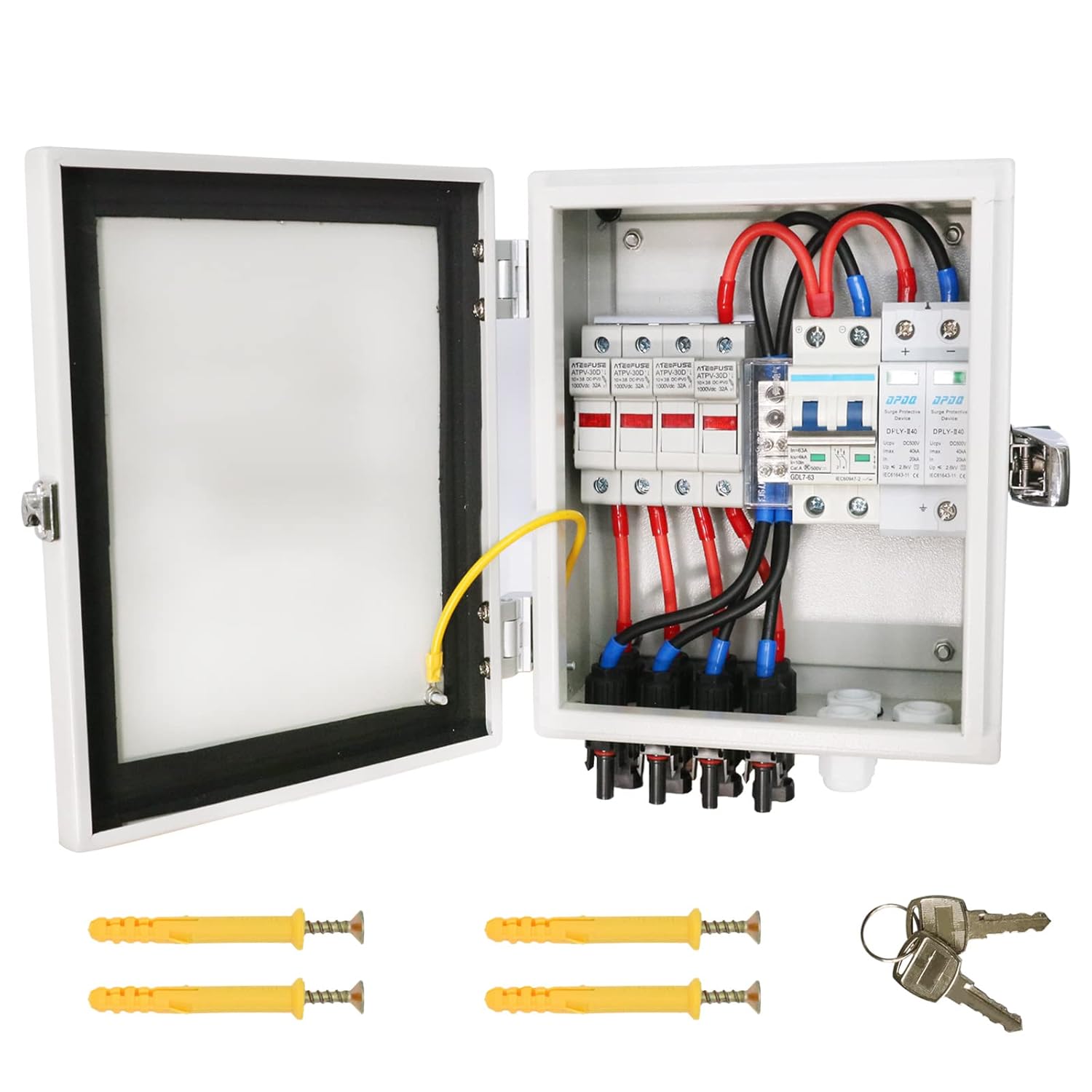 4 String Solar Combiner Box, IP65 Waterproof PV Combiner Box for OnOff ...