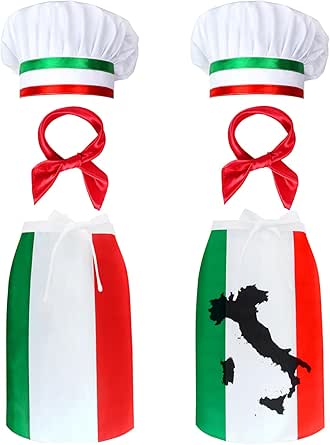 Amazon.com: Kyson Italian Chef Costume-6Pcs Italian Flag Chef Bib Apron ...