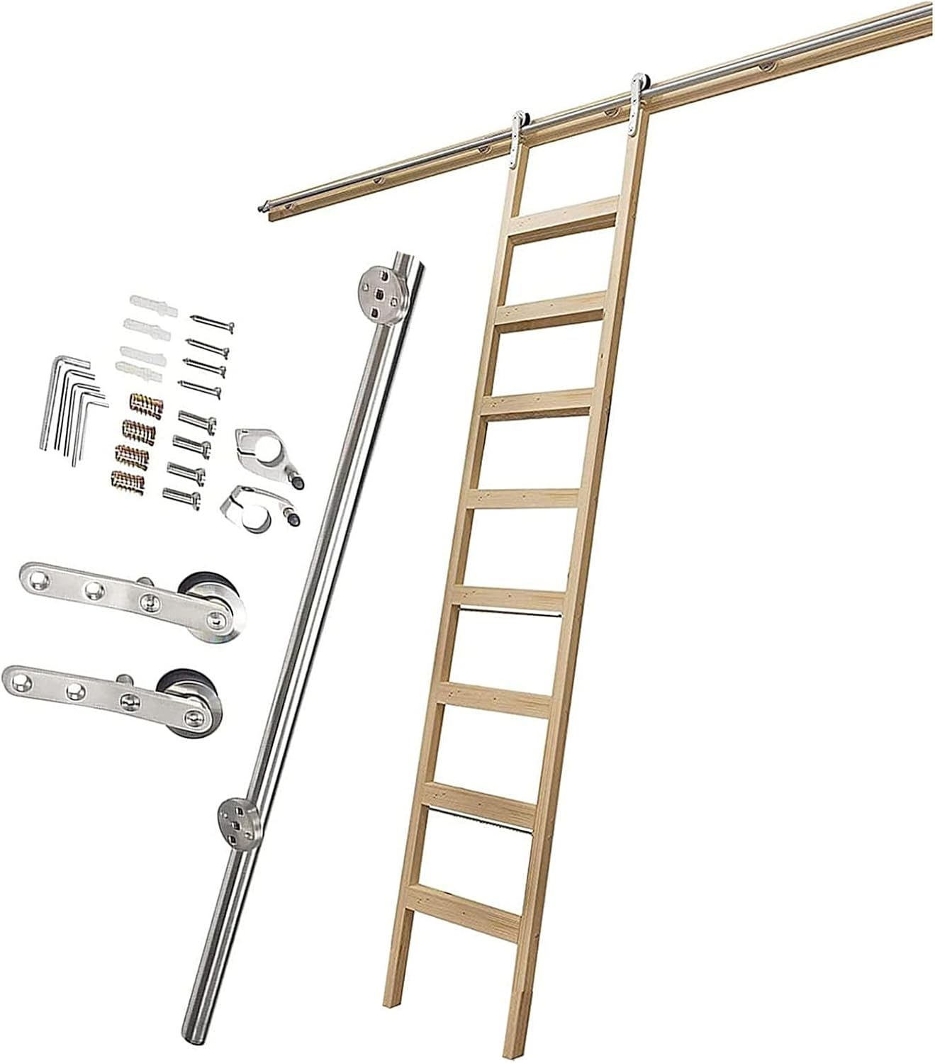 Amazon.com: Stainless Steel Rolling Library Ladder Hardware Kit/Rail,6 ...