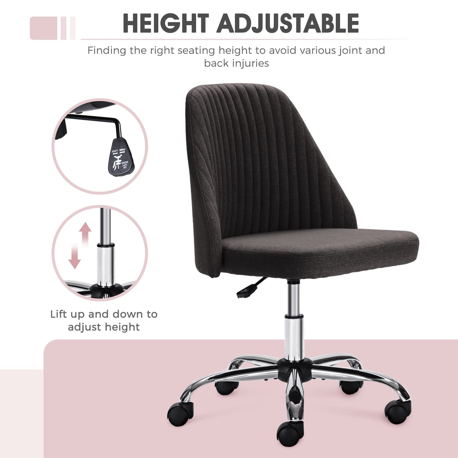 Snapklik.com : Home Office Desk Chair - Adjustable Rolling Chair