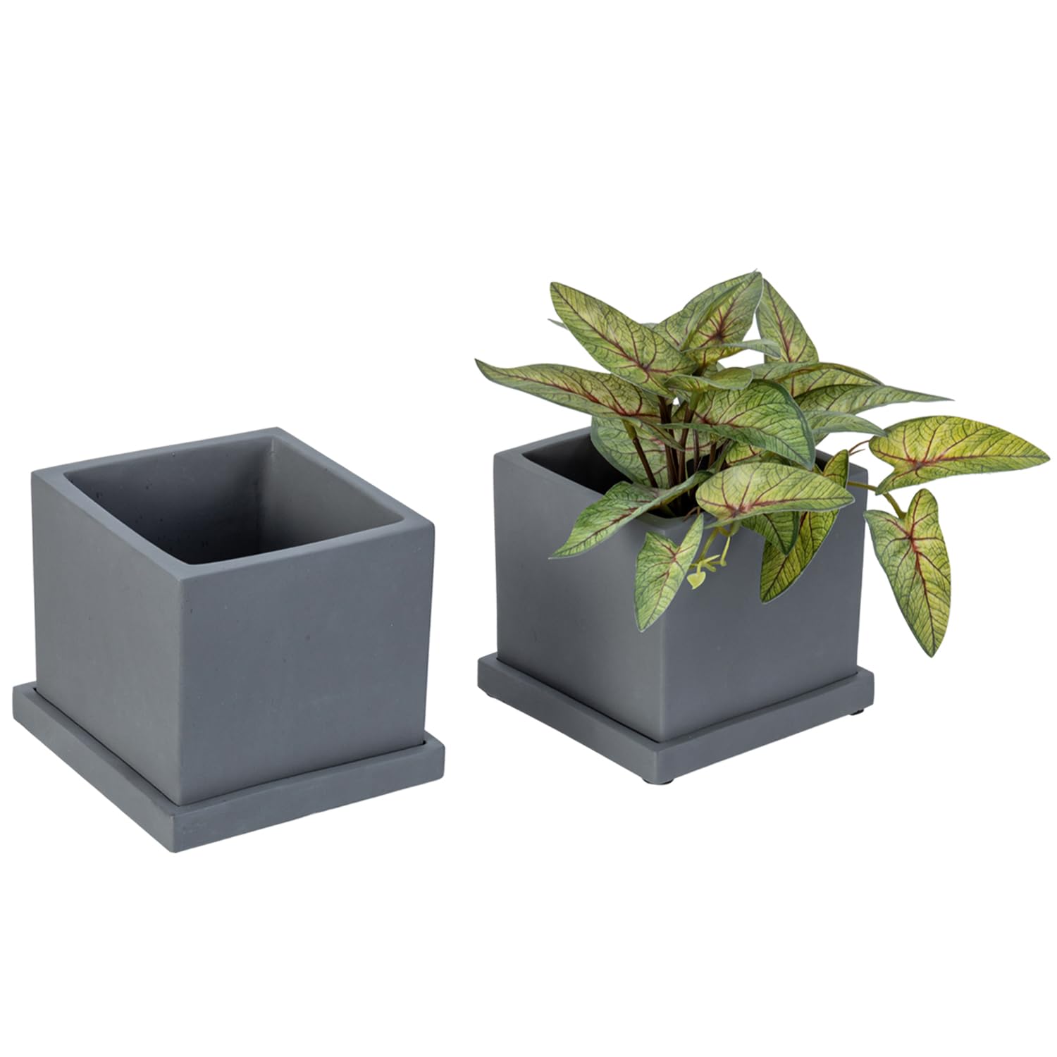 Amazon.com: MyGift 5-inch Dark Gray Cement Indoor Plant Pot with ...
