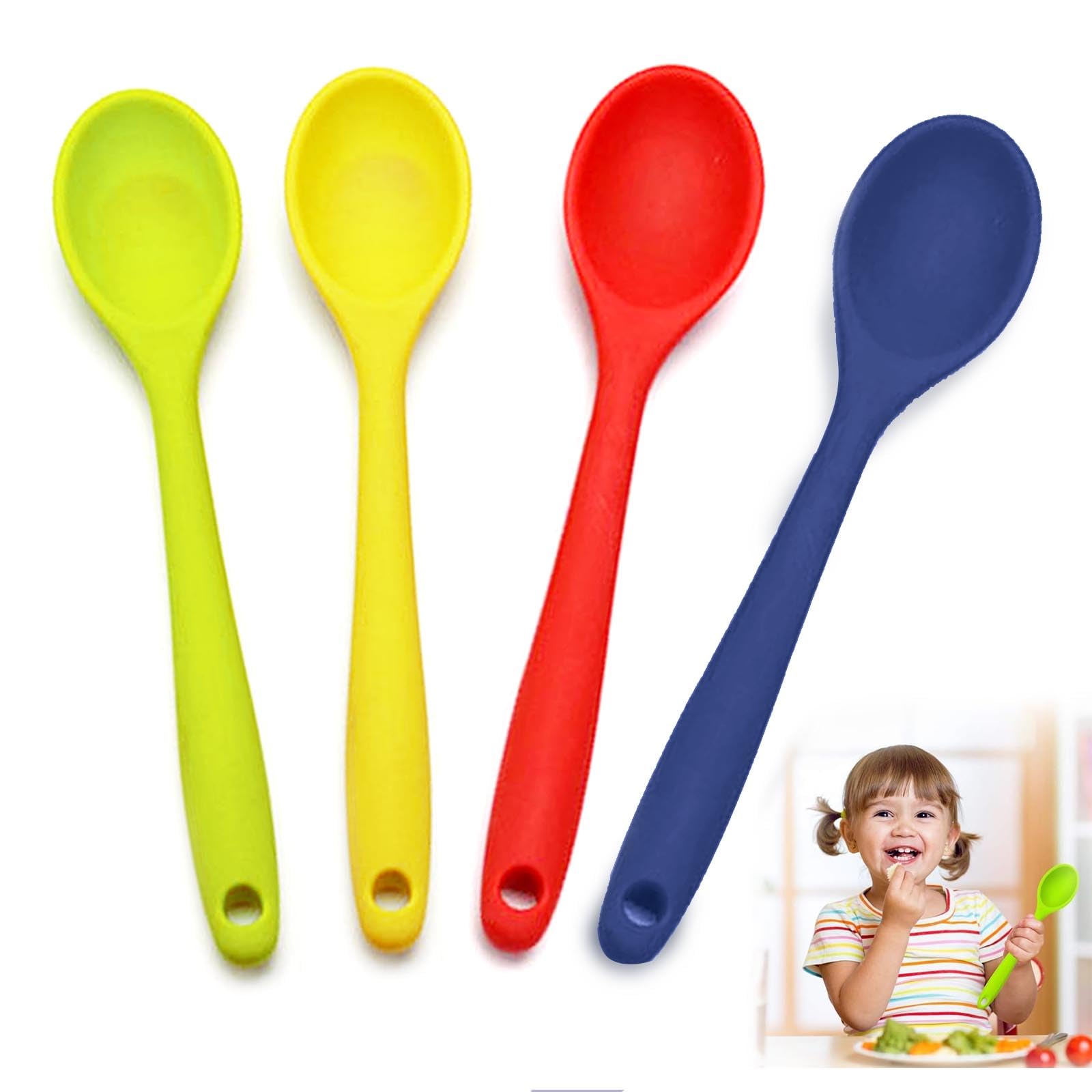 AWAVM 4 Pcs Silicone Spoon,Serving Spoon Nonstick Kitchen Cooking Spoon ...