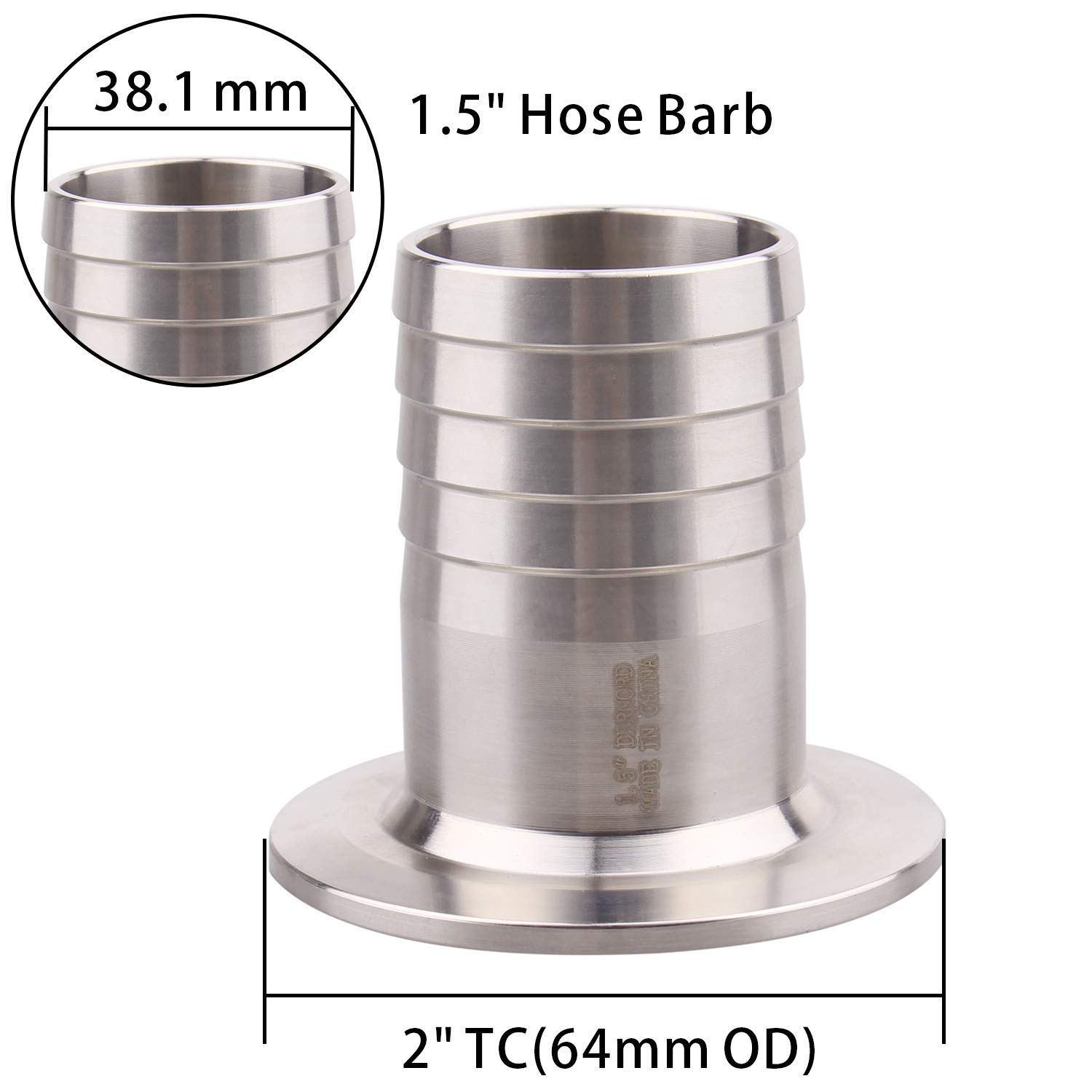 Snapklik.com : DERNORD 2 Tri Clamp To 1.5 Hose Barbed Adapter SUS304 ...