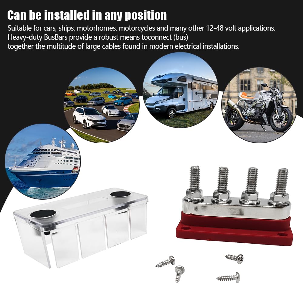 Snapklik.com : High Current 600A Battery Bus Bar 4-Stud 3/8" M10 Post ...