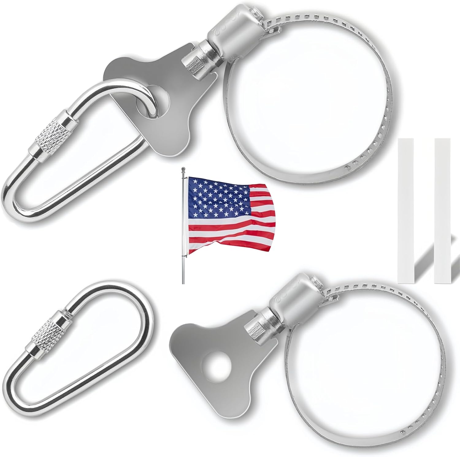 Amazon.com : lcusepu 2 Pack Flag Pole Rings, Upgrade Stainless Steel ...