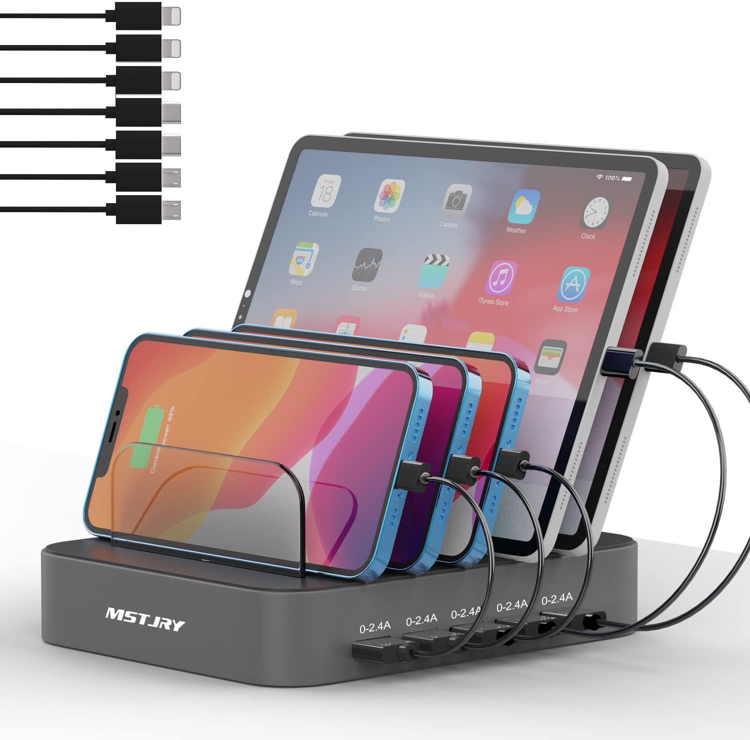 Amazon.com: MSTJRY Charging Station for Multiple Devices : 5 Port Multi ...