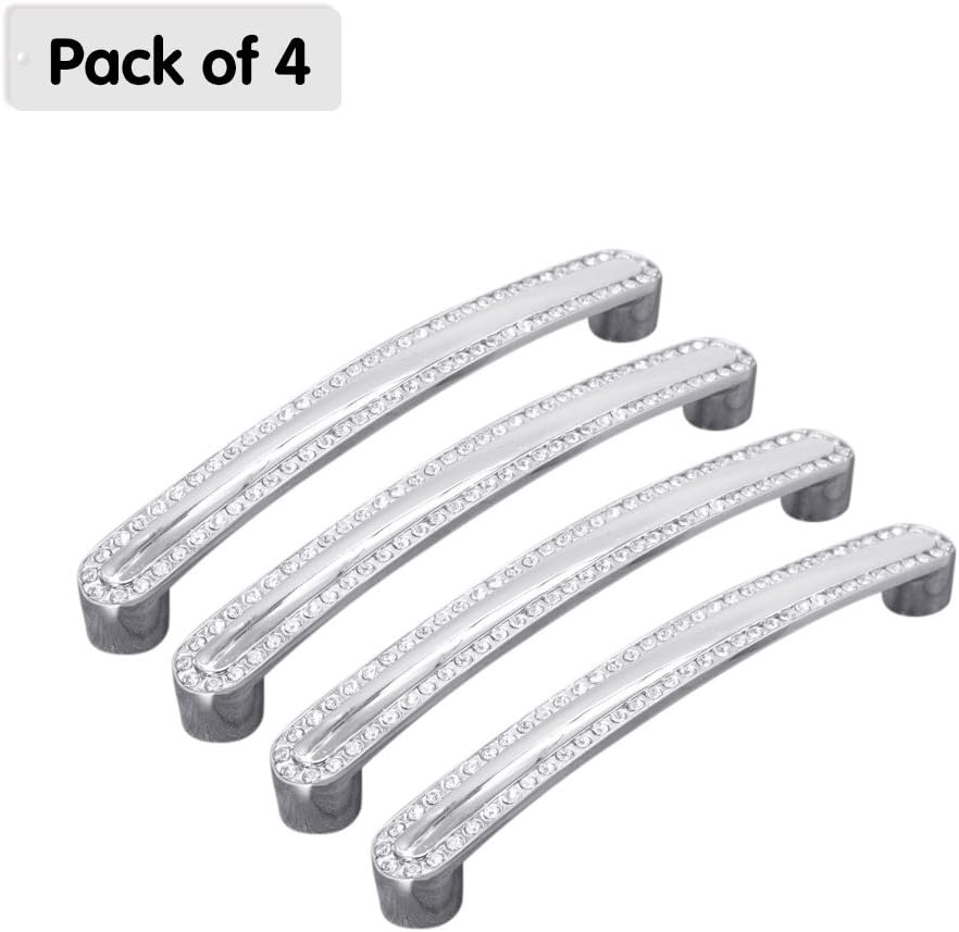 Zhi Jin 4Pcs Crystal Diamond Cabinet Handles Hardware Cupboard Drawer ...