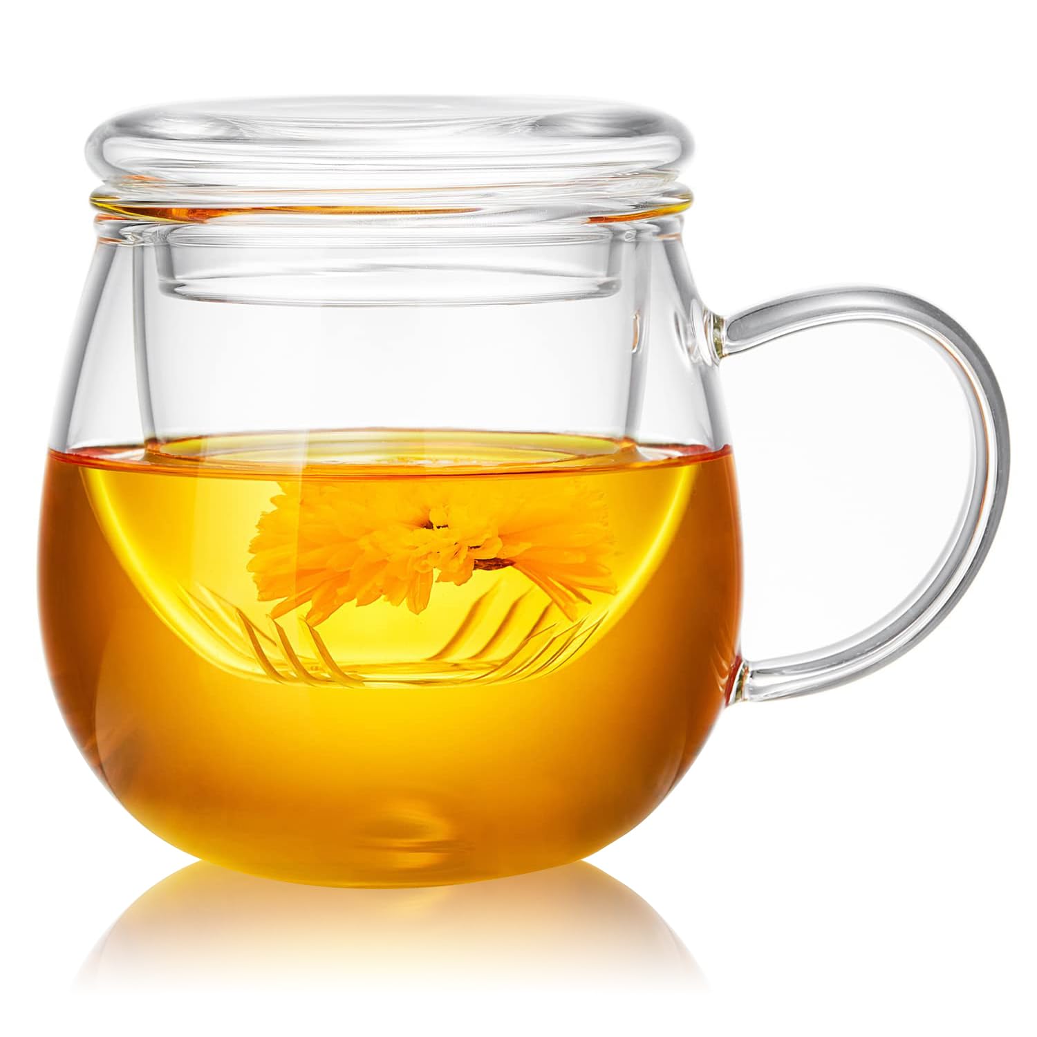 Amazon.com: Unbreakable Glass Tea Cup with Infuser and Lid - 17oz Tea ...