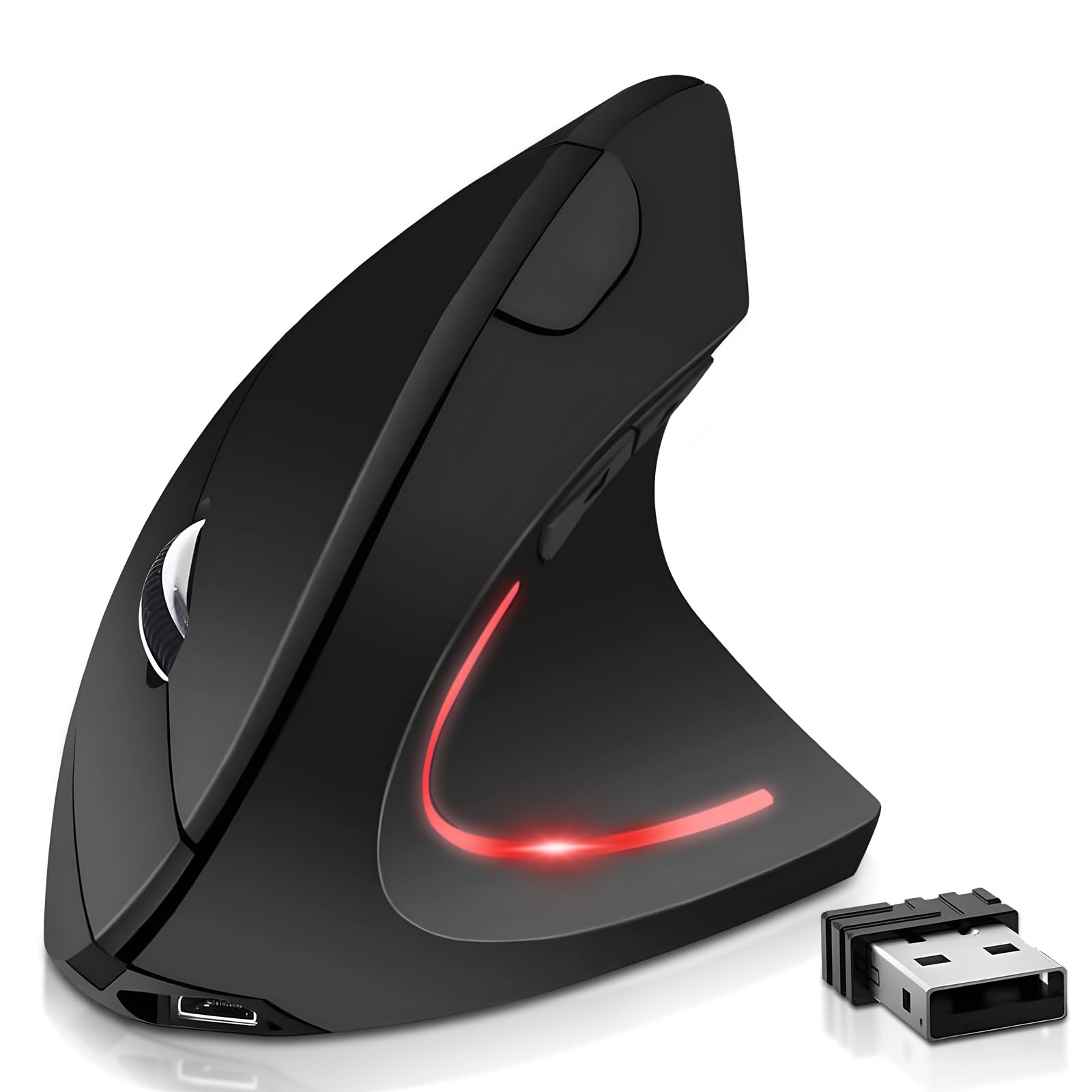 Mouse Inalámbrico Ergonómico Recargable,Mouse Vertical con 3 DPIs ...