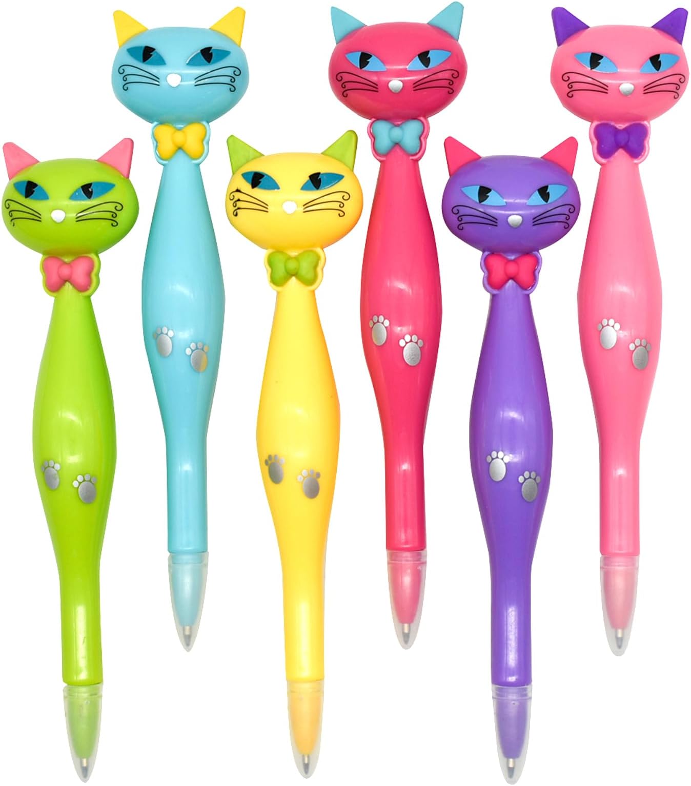 Amazon.com : Lopenle 6PCS Cool Cat Ballpoint Pens Pretty Cartoon Cat ...