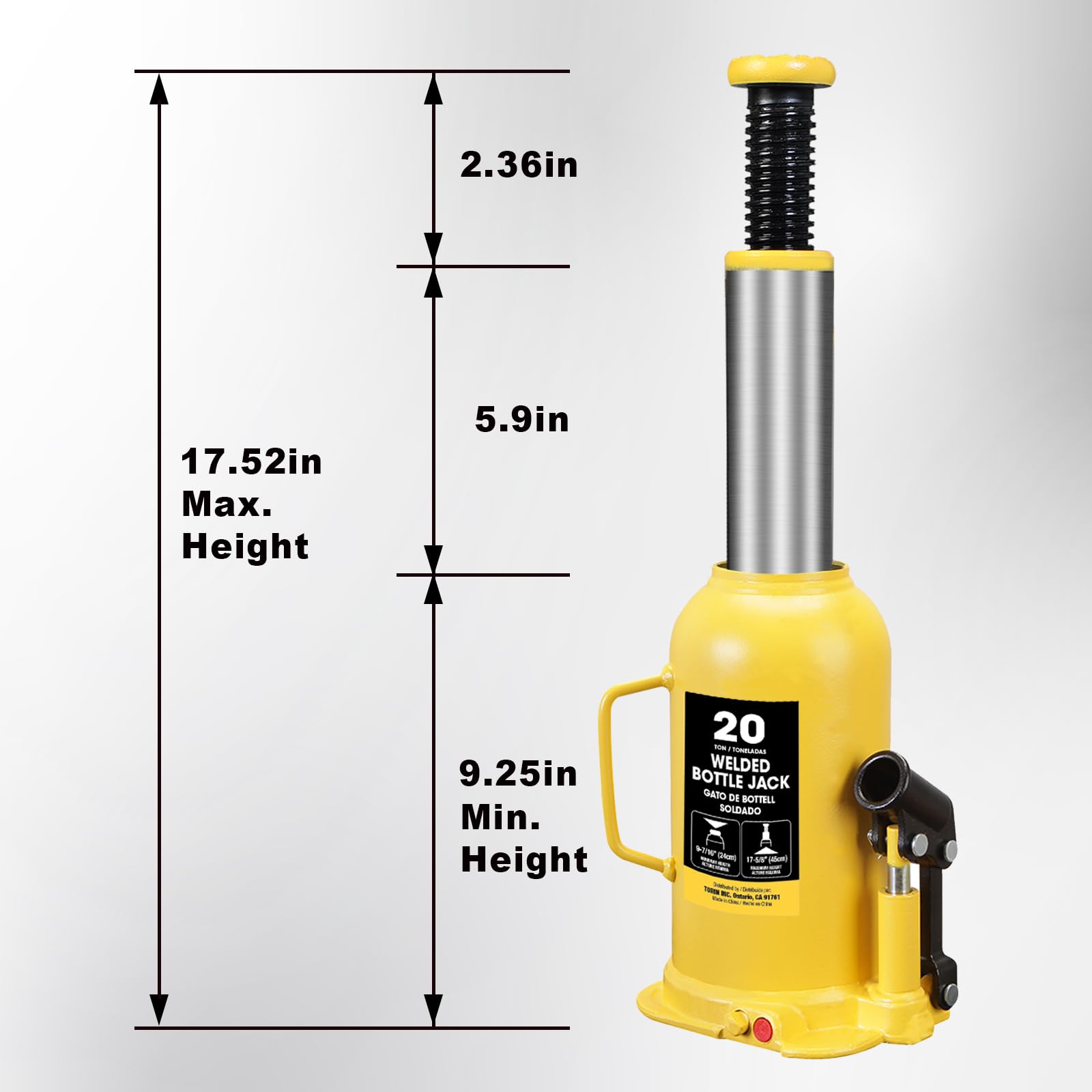 Snapklik.com : YELLOW JACKET 20 Ton Bottle Jack All Welded Hydraulic Jack