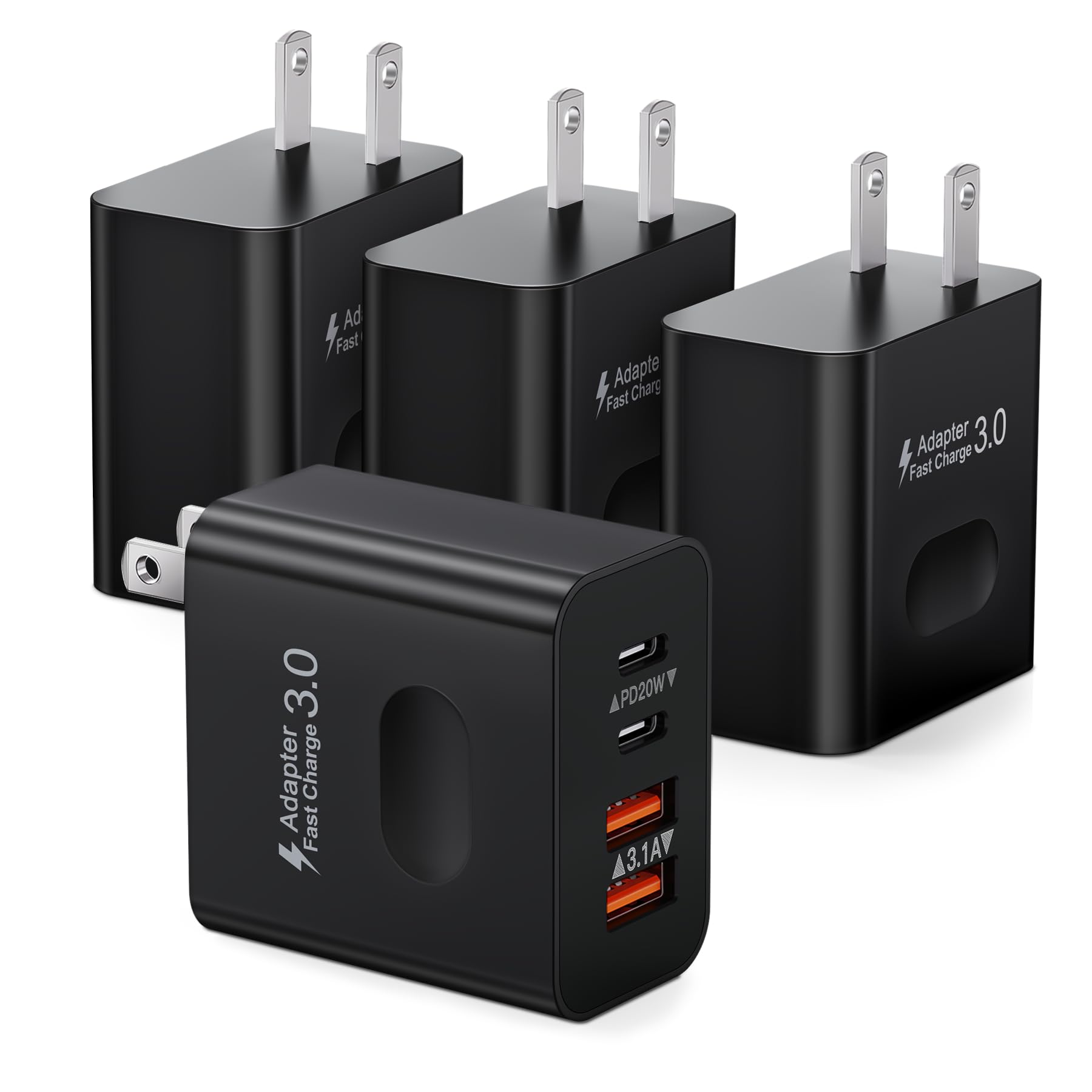 Amazon.com: [4 Pack] USB C Wall Charger Block, 40W 4-Port Type C Fast ...