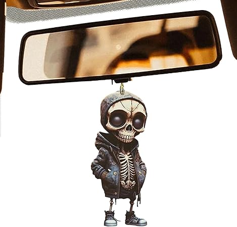 Cool Swinging Skull Car Pendant,Skull Car Rear View Mirror Hanging ...