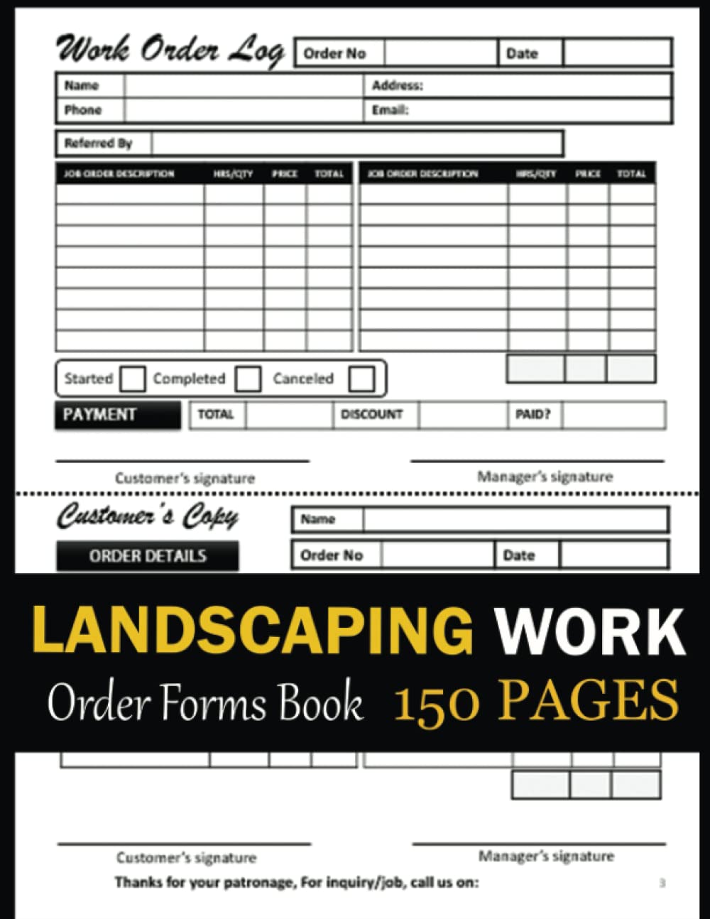 Landscaping Work Order Forms Book: 150 Pages Landscaper Client Job and ...