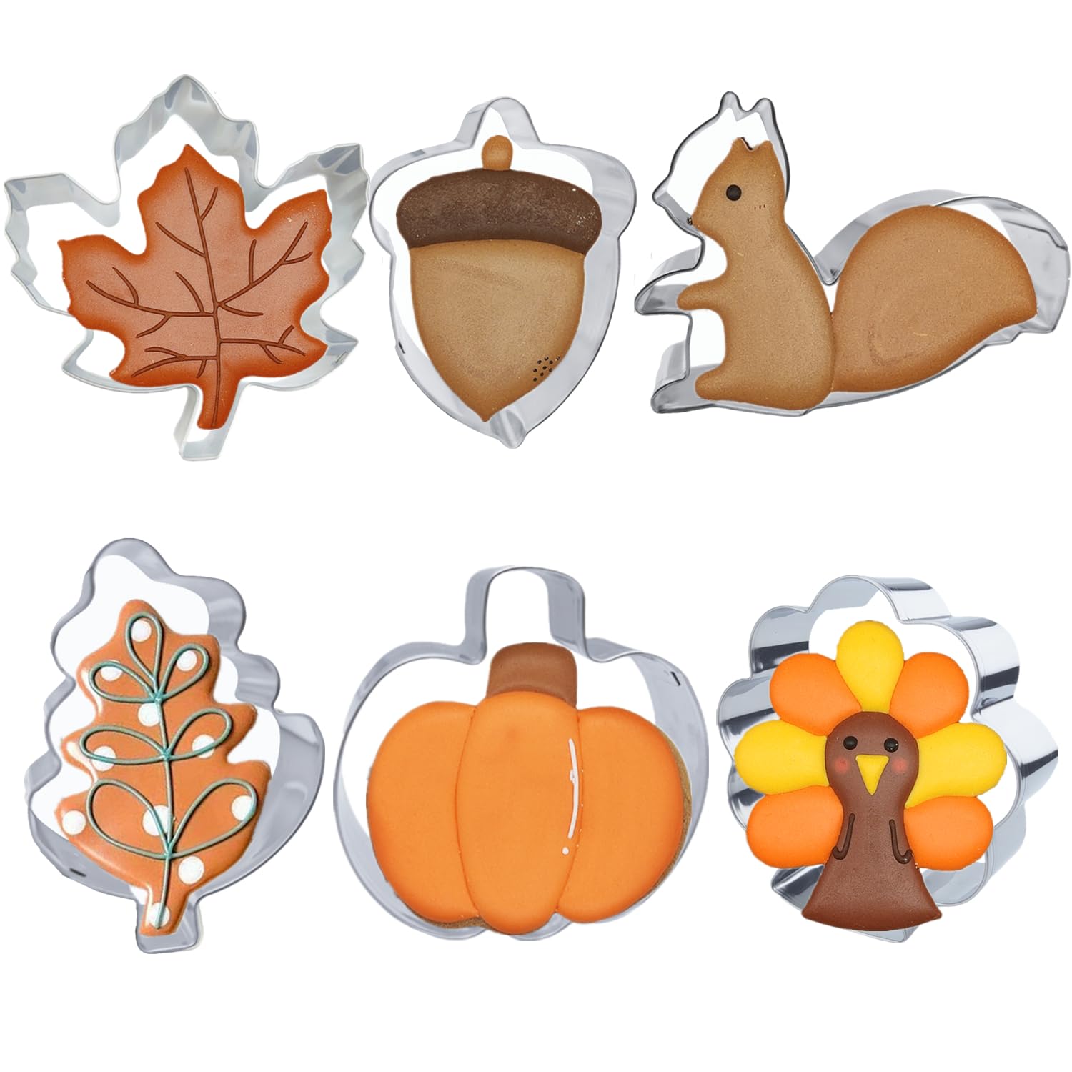 Amazon.com: 6 Pieces Thanksgiving Cookie Cutters, Fall Themed Holiday ...