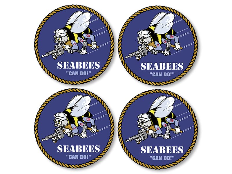 Amazon.com: 4 Pack: Small Round Seabees Logo Sticker (Naval ...