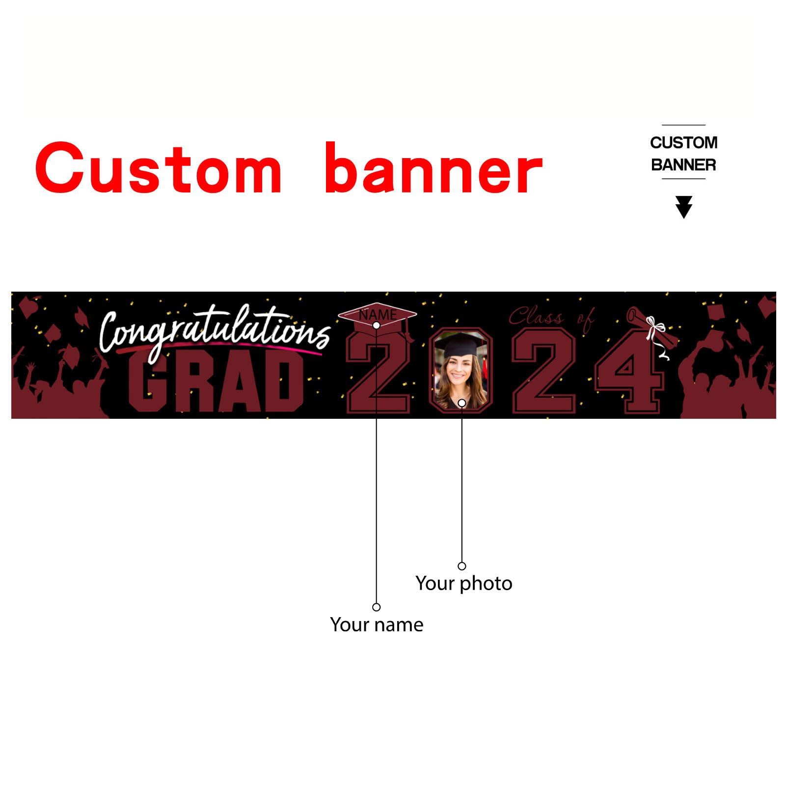 Snapklik.com : Custom Graduation Backdrop Banner Maroon Large Congrats ...