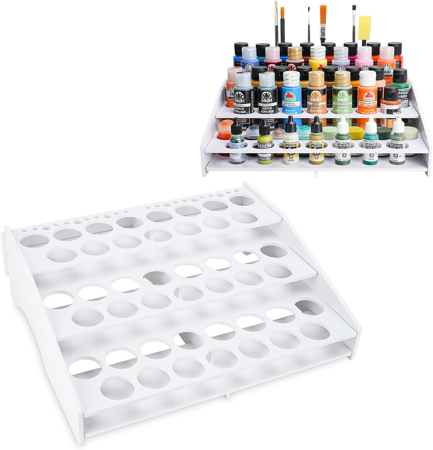 Amazon.com: SANFURNEY Craft Paint & Paint Brush Organizer Rack, 45 ...