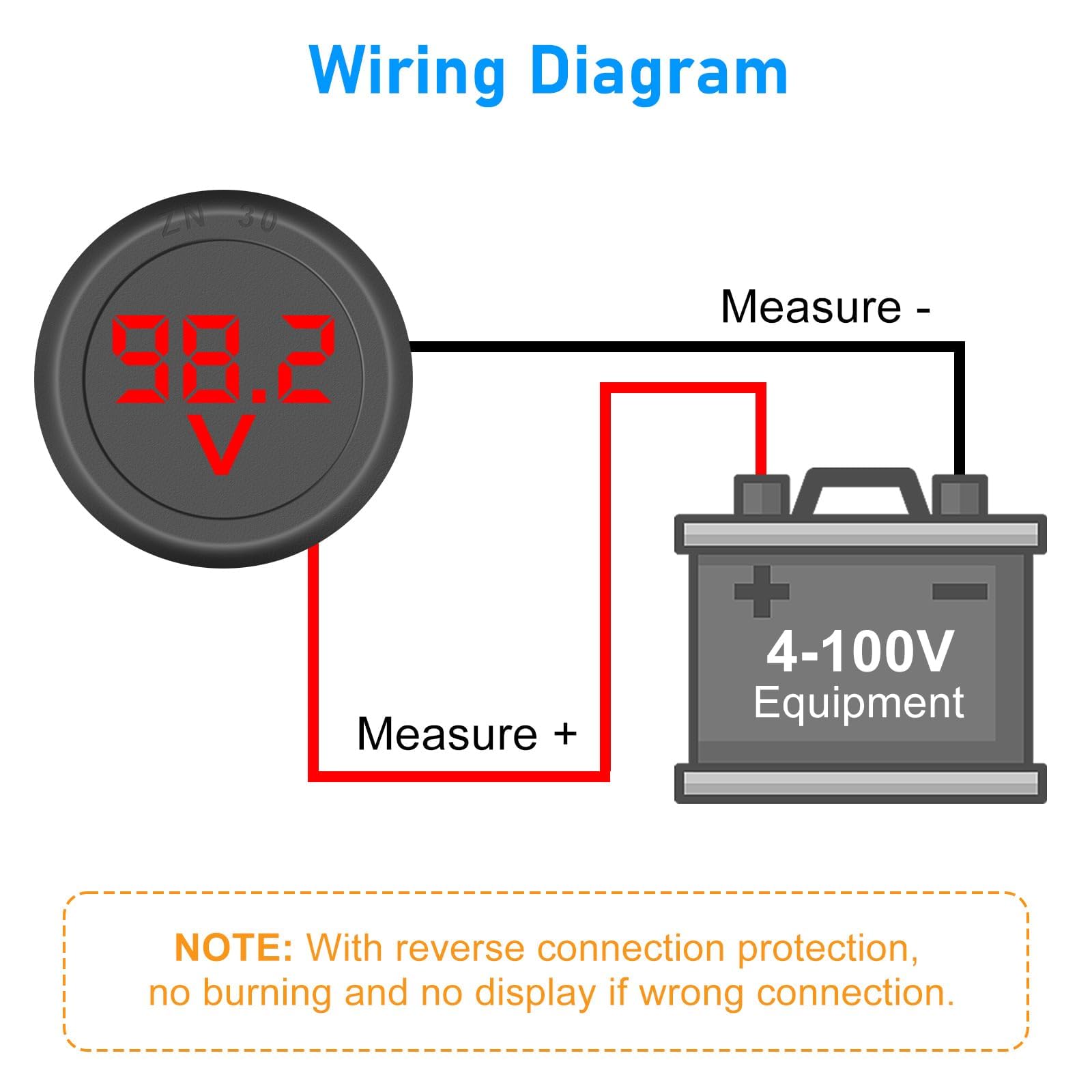 Snapklik.com : 12V Voltage Gauge, DC 4V-100V Voltmeter Gauge, Digital ...