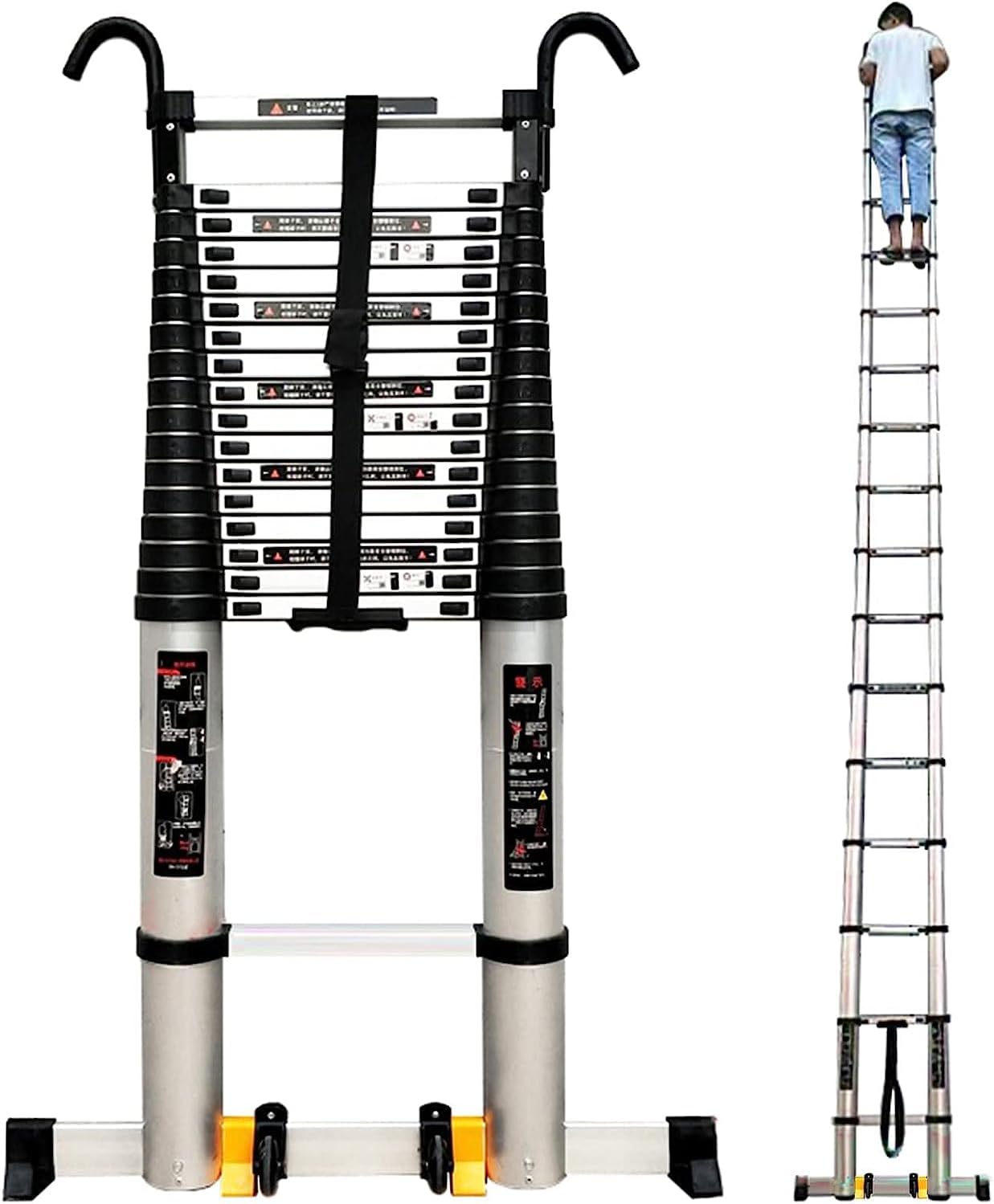 26FT Aluminum Telescoping Ladder Heavy Duty Folding Telescopic ...