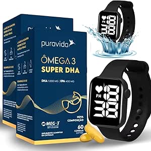 Kit 2x Puravida Ômega 3 DHA Concentrado 60 Capsulas Pura Vida Omega 3 DHA Suplemento Alimentar ...