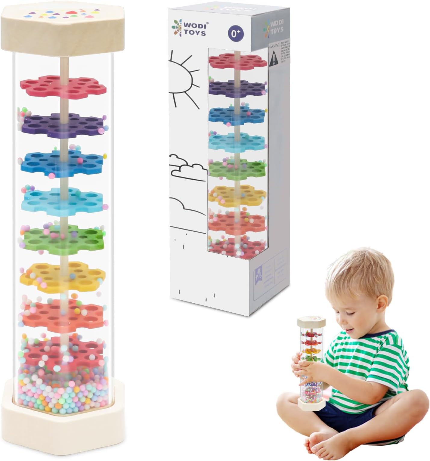 Amazon.com: PLAY Rainmaker - 7 inch Wooden Rainbow Rain Stick ...