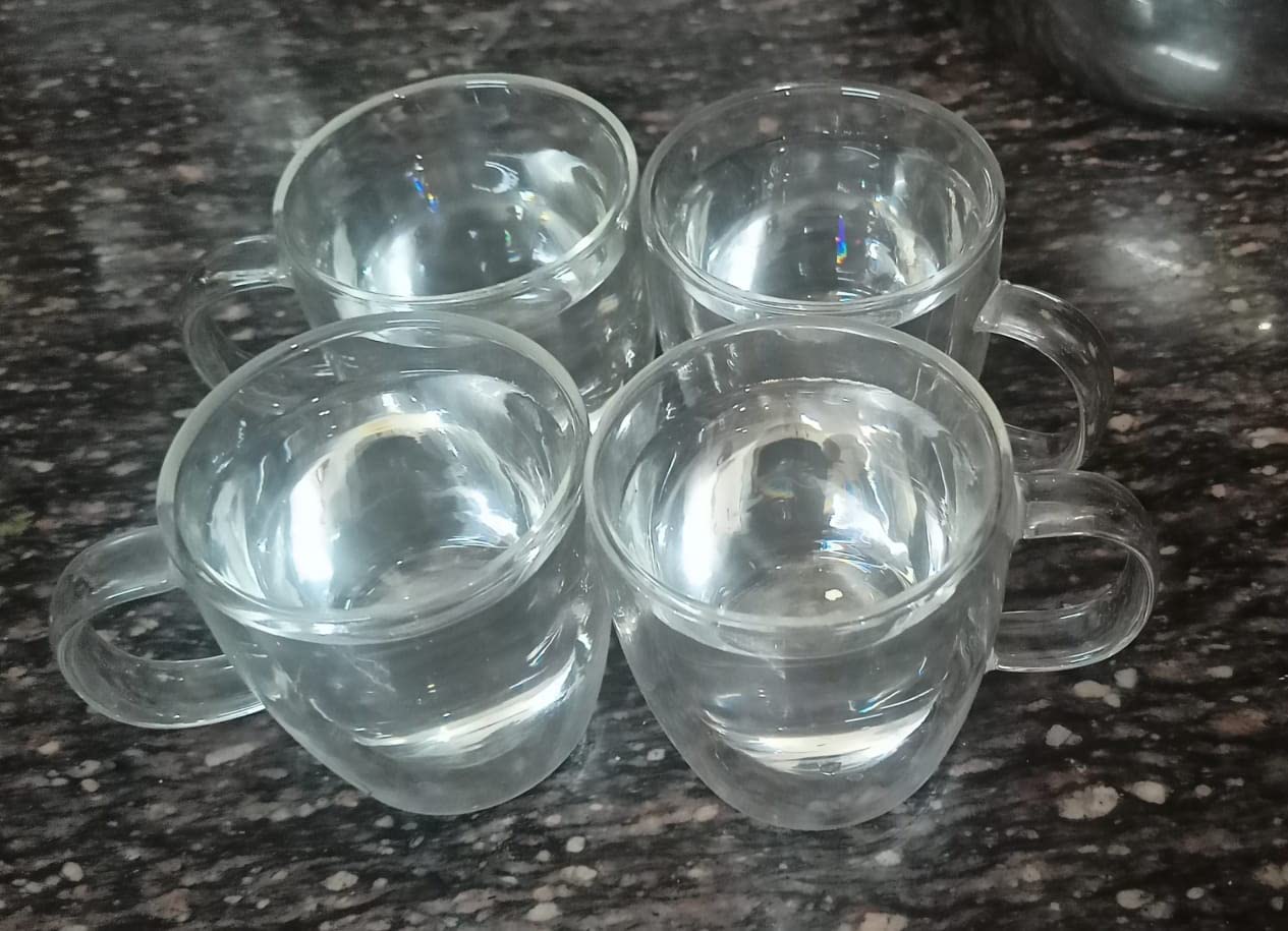 Amazon Brand - Solimo Borosilicate Glass Tea Cup, Double Wall, Heat ...