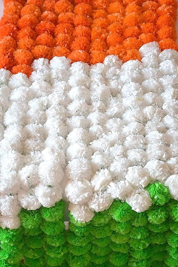 Buy Molika Artificial Marigold Garlands Tri Tiranga Colors Gendha Mala ...