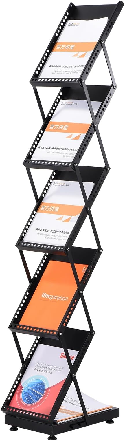 Amazon.com : PATIKIL Foldable Magazine Display Racks Floor Standing 5 ...