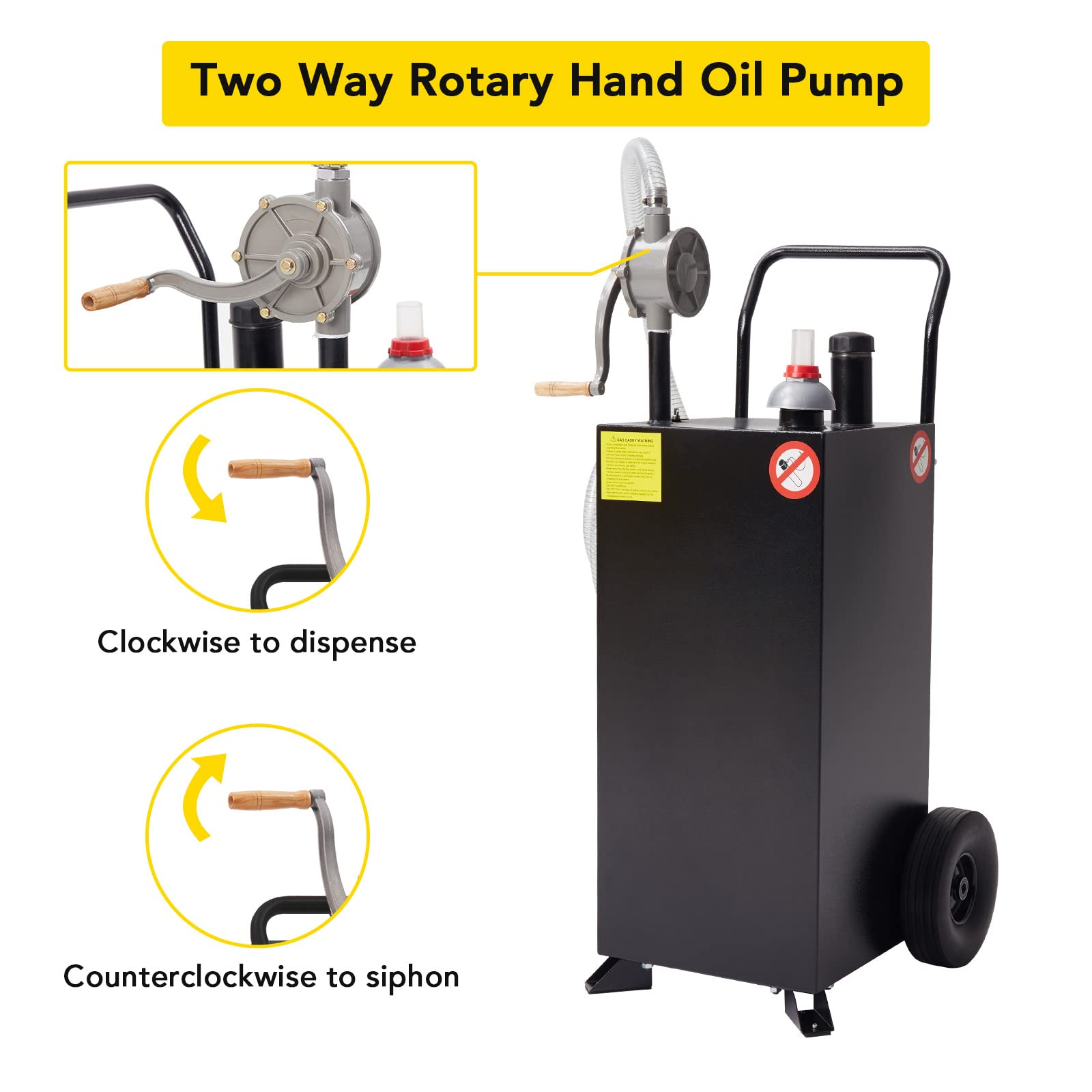 Snapklik.com : 30 Gallon Gas Caddy, Fuel Storage Tank & 2 Wheels
