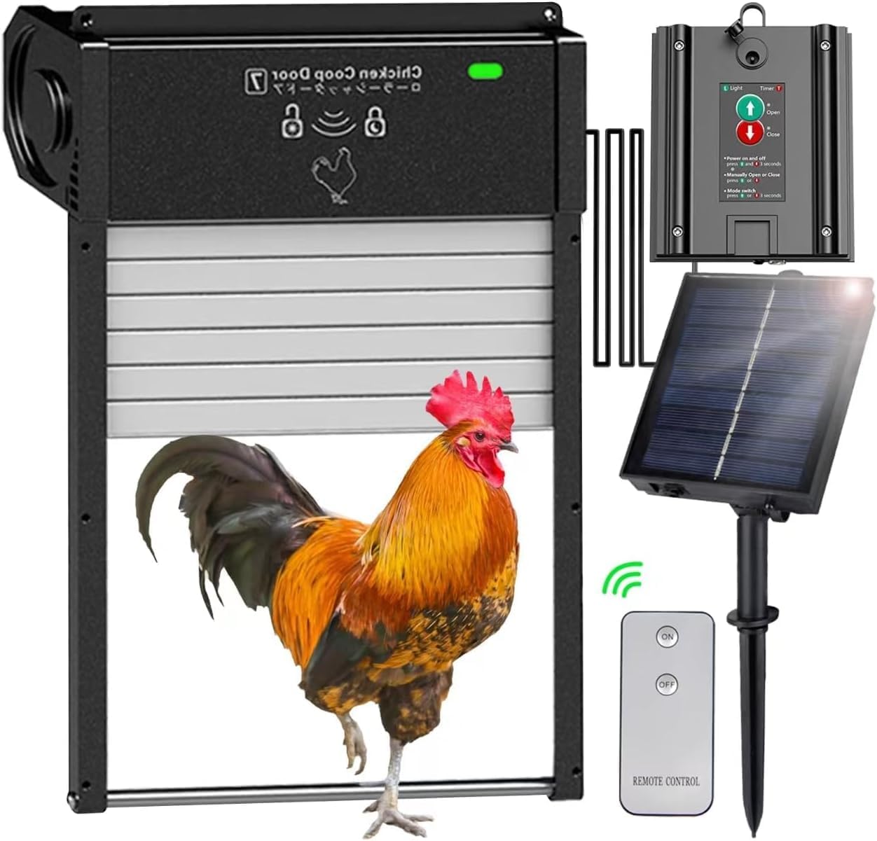 Amazon.com : VORA Automatic Chicken Coop Door with Timer, Light Sensor and Remote Control, Coop ...