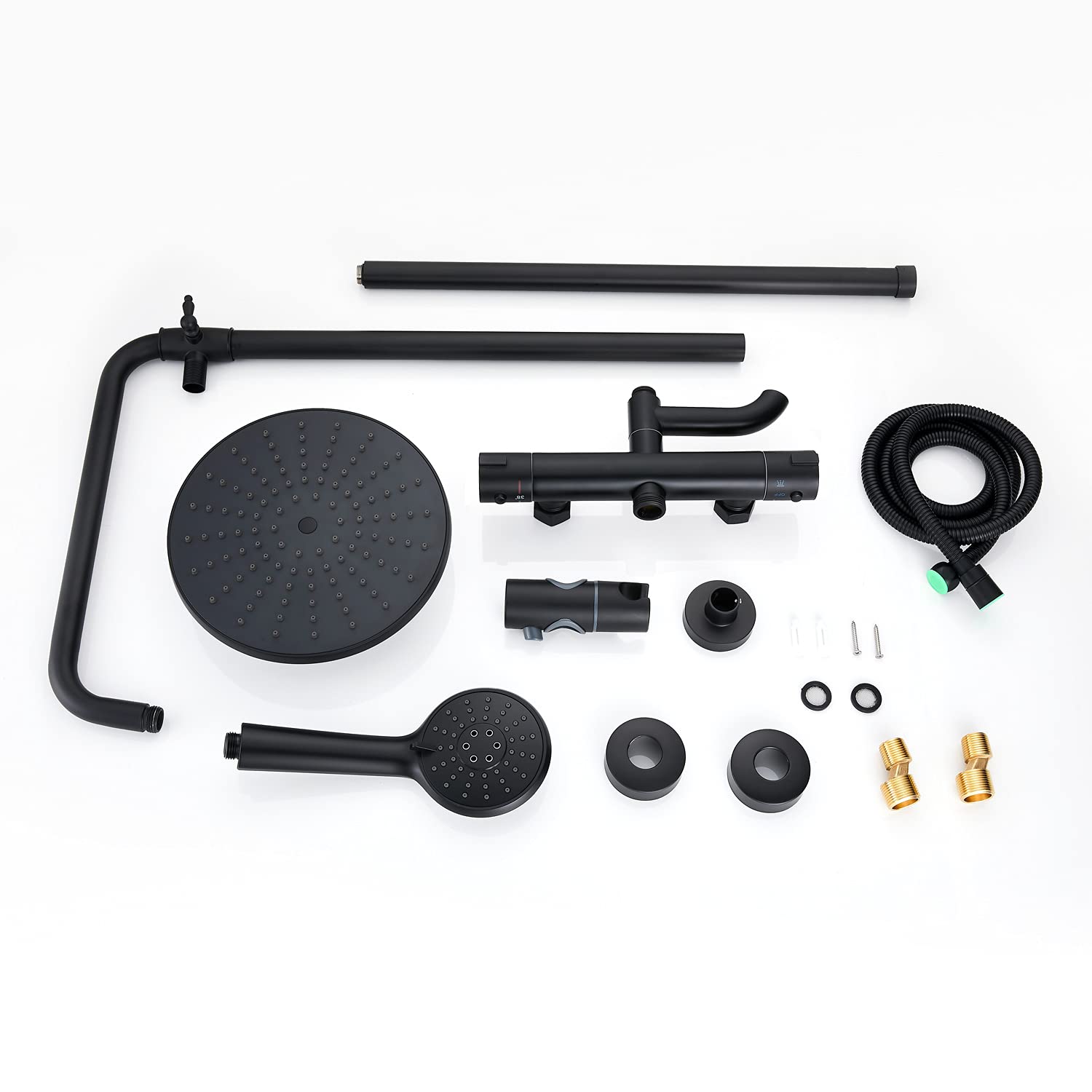 Wall Mount Exposed Shower Fixture with Thermostatic 8 Inch Round Shower ...