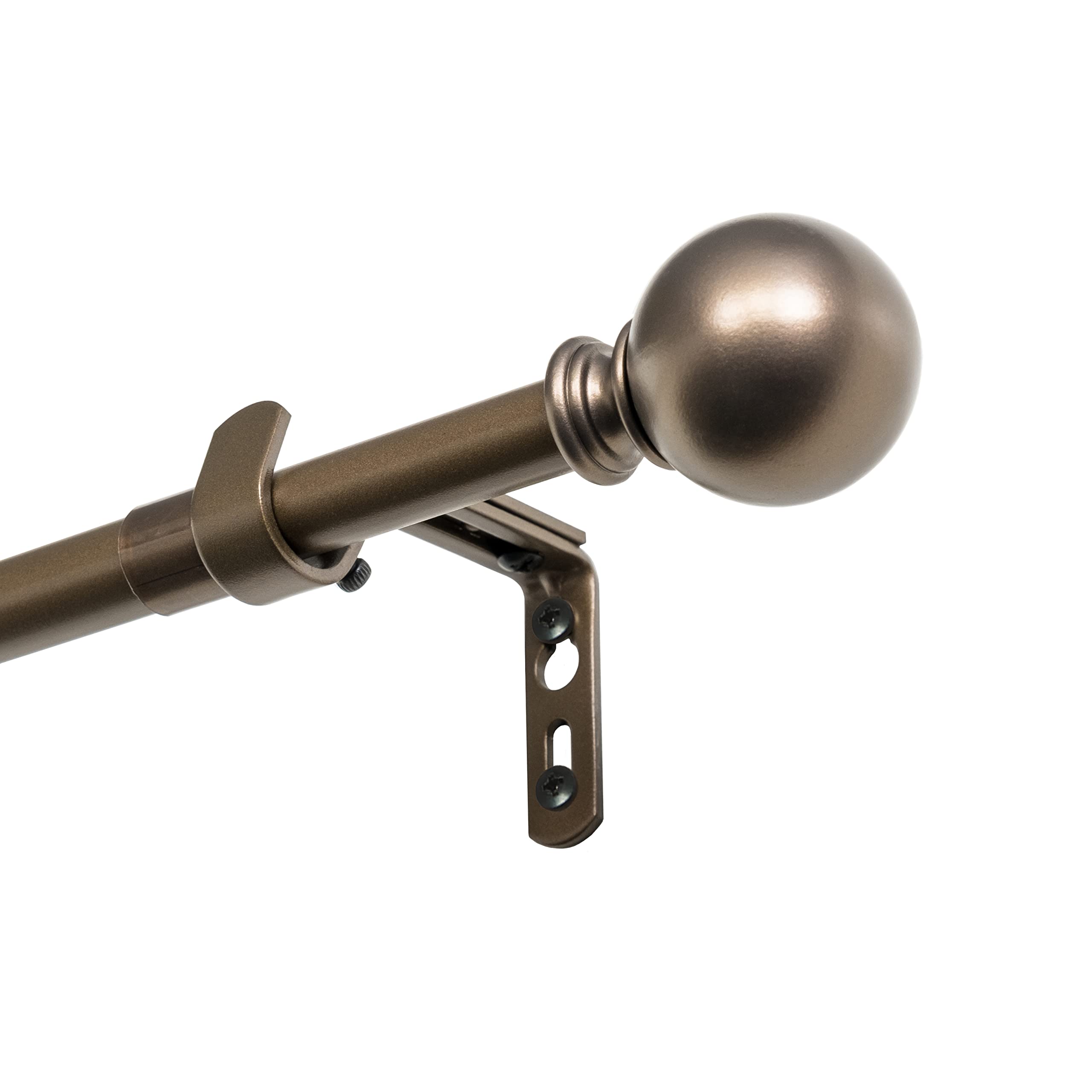 Decopolitan 5/8" Classic Ball Bay Window Curtain Rod Set, Dark Bronze