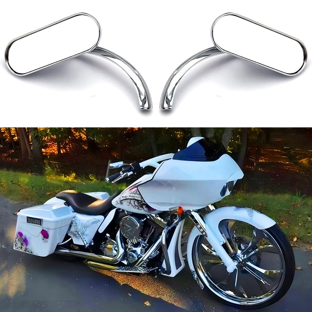 Snapklik.com : Chrome Motorcycle Universal Oval Rear View Side Mirrors ...