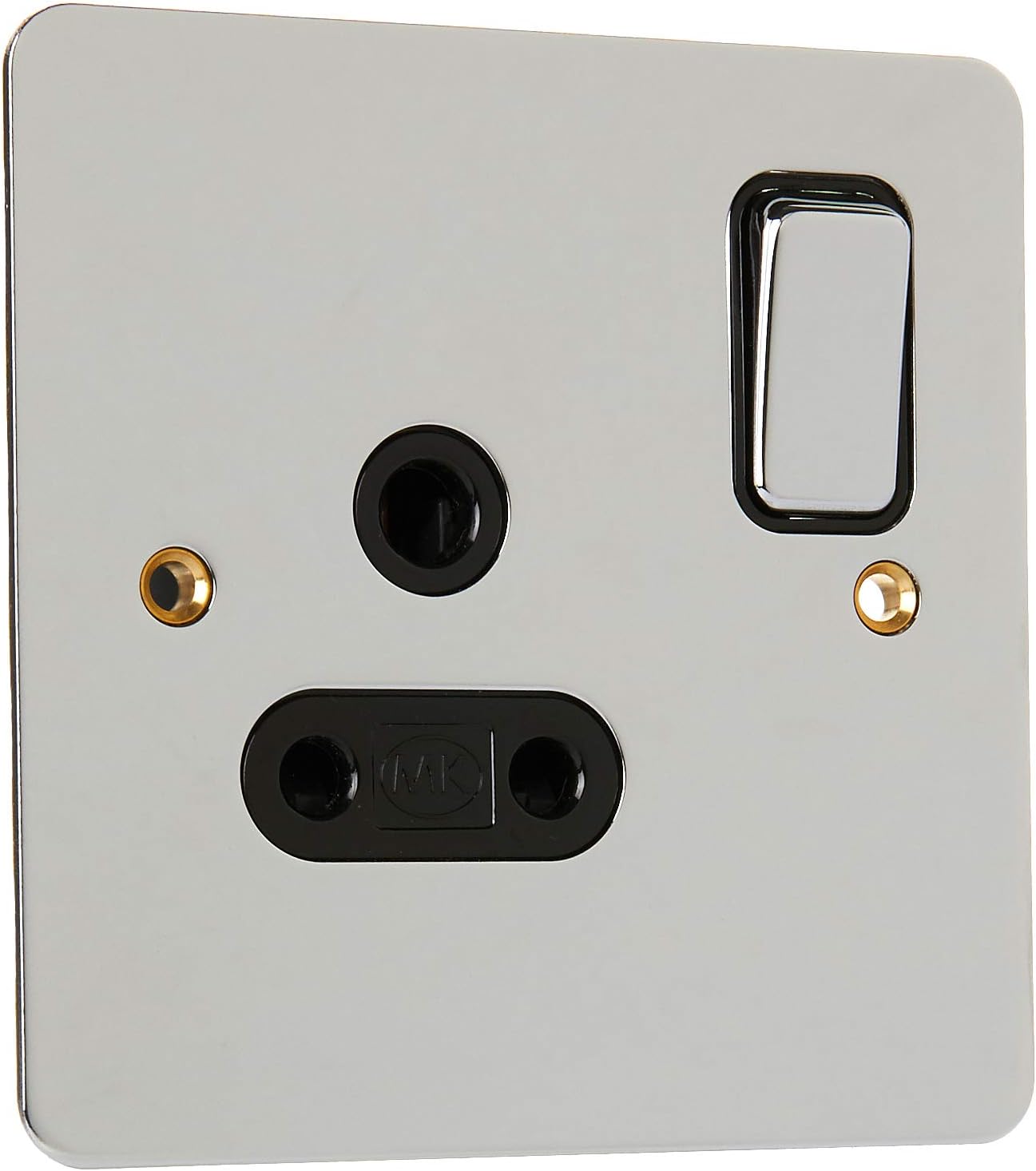 Edge 1 Gang 5 Amp DP Polished Chrome Switch Socket Outlet with Black ...
