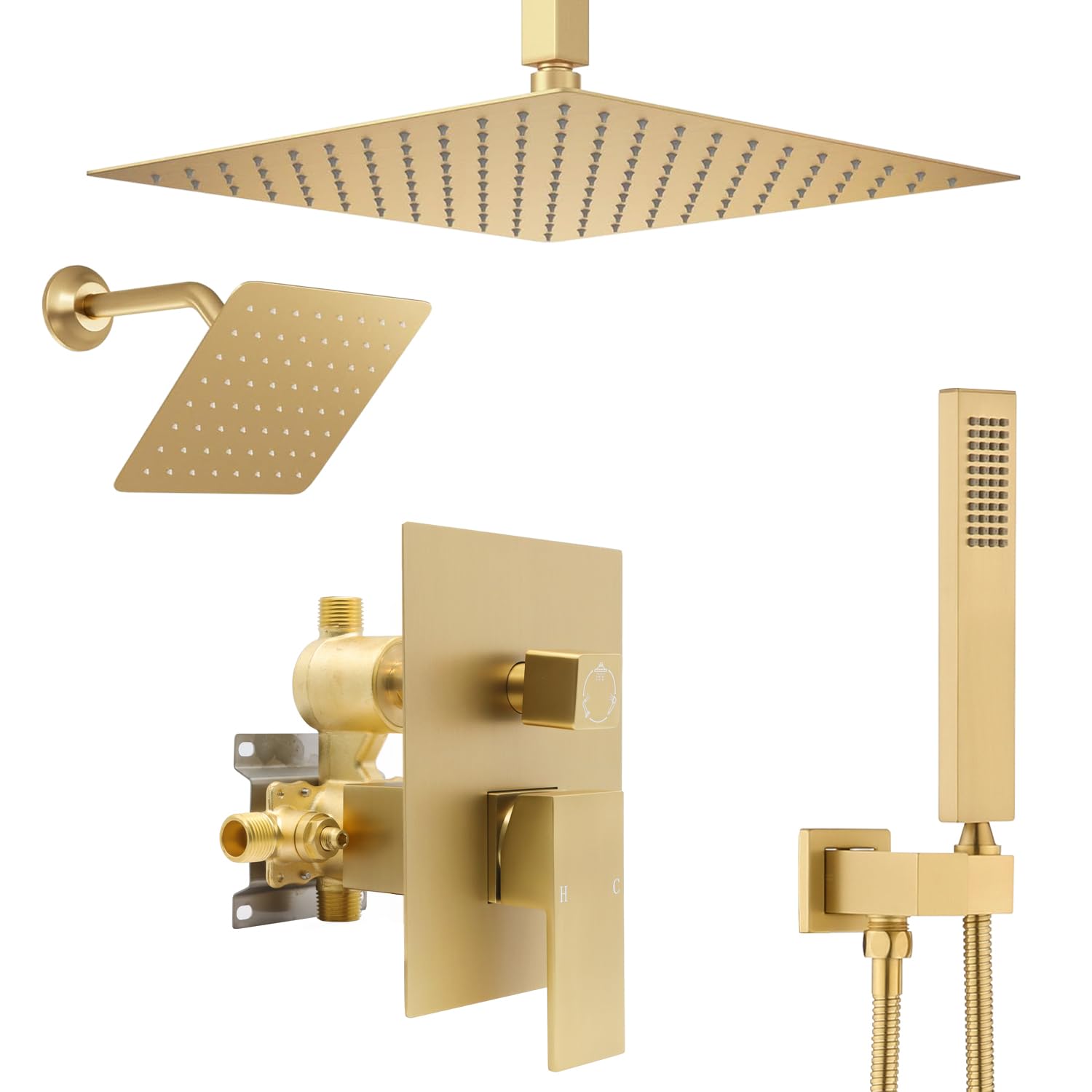 NPYSVSSS Shower System Dual Shower Heads with 12" Ceiling Mounted Rain ...