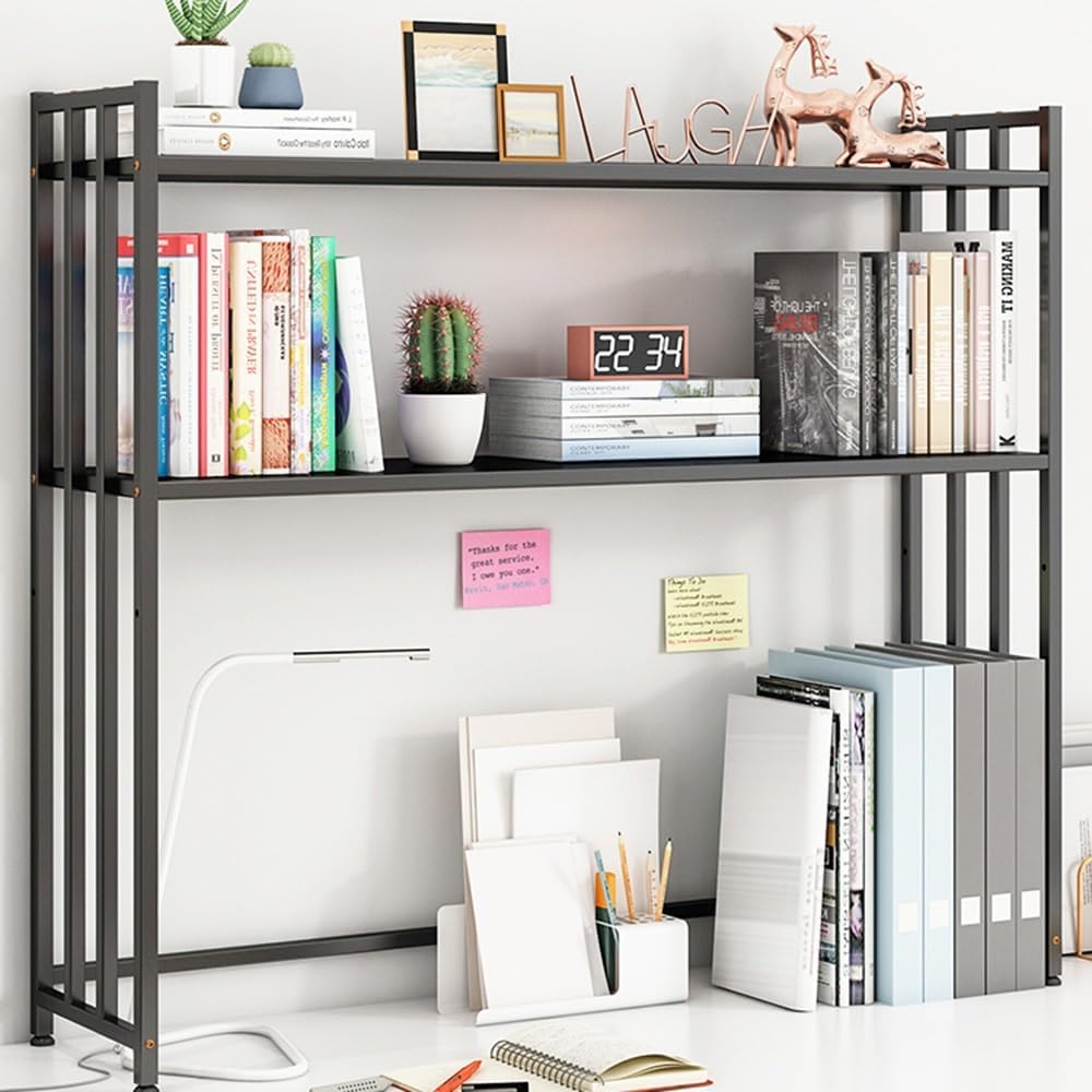 Amazon.com: KADEUX Desk Bookshelf 2-Tier Hutch Storage Shelf, Metal ...