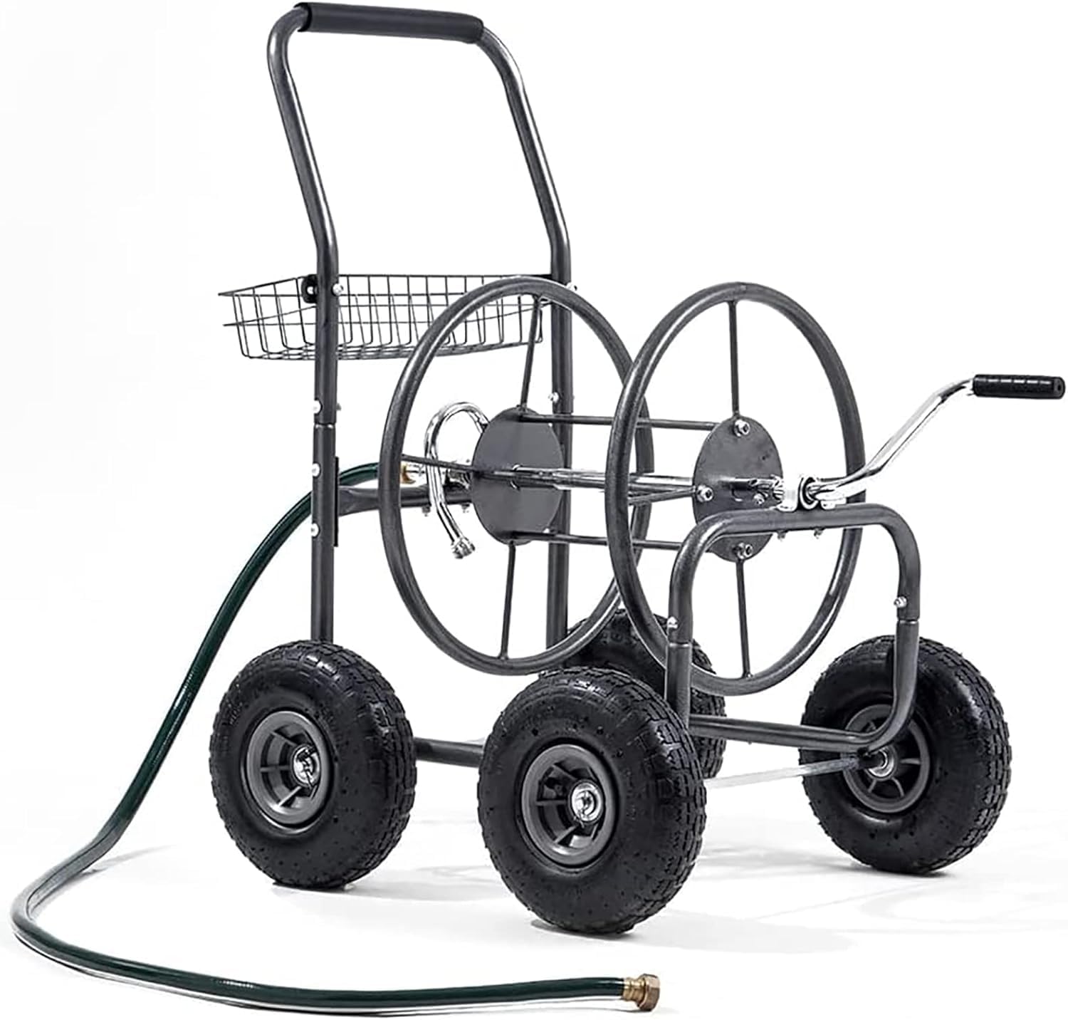 Amazon.com: Hose Reel Cart, 4-Wheel Garden Hose Reel Cart with Storage ...