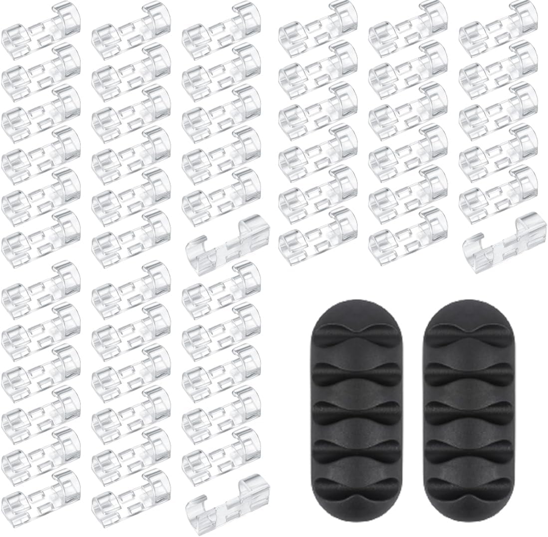 ZKSXOA 100 PCS Clips Cables Adhésifs,2 organisateurs de câbles offerts ...