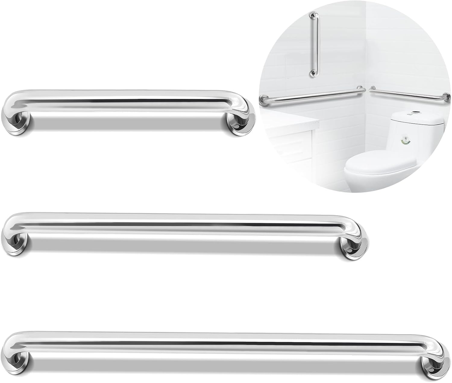 Amazon.com: Yaocom 3 Pcs Bathroom Grab Bar, Commercial Handicap Grab ...