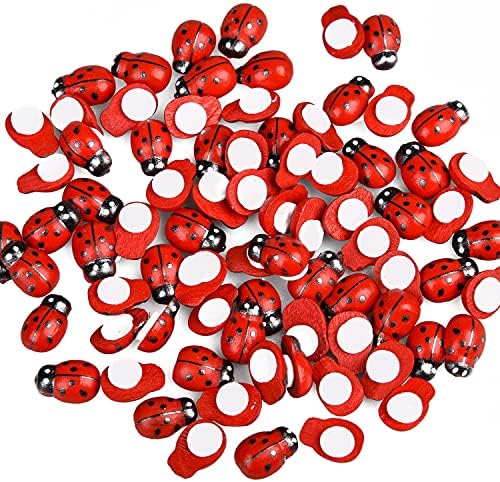 50 PCS Mini Self Adhesive Bees Ladybirds Wooden Embellishments Stickers ...