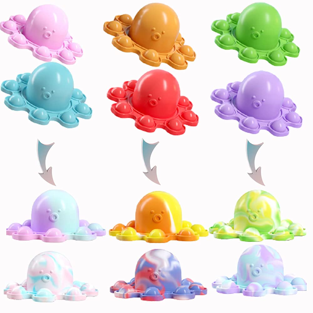 6 Pack Octopus Pop Fidget Toys Octopus Sensory Keychain Fidget ...